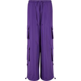 Cargohose Urban Classics "Urban Classics Damen Ladies Ripstop Double Cargo Pants" Gr. L, US-Größen, lila (realviolet) Damen Hosen