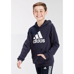 Kapuzensweatshirt adidas Sportswear "BIG LOGO ESSENTIALS COTTON HOODIE" Gr. 128, blau (legend ink / white) Kinder Sweatshirts