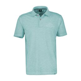 Poloshirt Lerros "Lerros Poloshirt mit Brustprint", Herren, Gr. 6XL, blau (coastal sea blau), 100% Baumwolle, ohne Ausschnitt, Kurzarm, Shirts