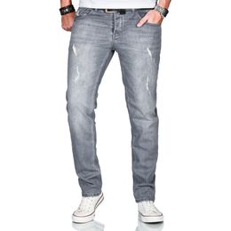 Slim-fit-Jeans Alessandro Salvarini "ASCatania" Gr. W29 L32, Länge 32, grau (as-164 - used) Herren Jeans mit used look Effekt und 2% Elasthan