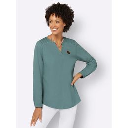 Longbluse Casual Looks Gr. 44, grün (jade), Damen, 100% Baumwolle, unifarben, Blusen