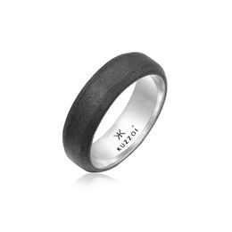 Silberring Kuzzoi "Herren Bandring Basic 925 Silber" Fingerringe Gr. 54mm, ohne Stein, Silber 925 (Sterlingsilber), 6.7mm, schwarz Herren