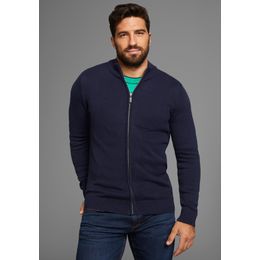 H.I.S. Jacquardstrickjacke H.I.S "Bis Größe 5 XL" Gr. 5XL (72/74), blau (marine) Herren Strickjacken mit Reißverschluss - NEUE KOLLEKTION