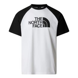 T-Shirt The North Face Gr. L, weiß (tnf weiß), Herren, Single Jersey, Obermaterial: 60% Baumwolle, 40% Polyester, unifarben mit Farbeinsatz, Shirts