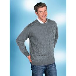 Rundhalspullover CLASSIC "Pullover", Herren, Gr. 46, grau (grau, meliert), 100% Polyacryl, unifarben, Pullover