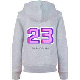 Kapuzenpullover F4NT4STIC "SIlvester Party Happy People Only" Gr. 110/116, grau (heather grey) Mädchen Pullover Print