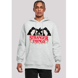 Kapuzenpullover F4NT4STIC "Stranger Things Demogorgon Lights Netflix" Gr. XL, grau (erdgrau), Herren, Obermaterial: 65% Baumwolle, 35% Polyester, Pullover, Premium Qualität