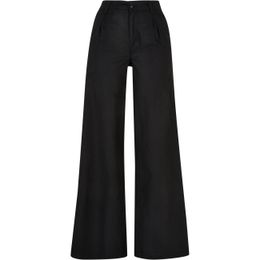 Stoffhose Urban Classics "Urban Classics Damen Ladies High Linen Mixed Wide Leg Pants", Damen, Gr. 27, Normalgrößen, schwarz, 55% Leinen, 45% Baumwolle, unifarben, loose fit, Hosen