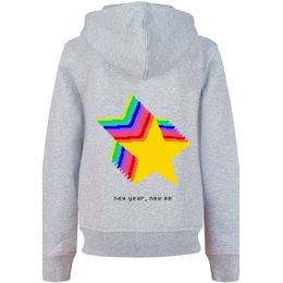 Kapuzenpullover F4NT4STIC "SIlvester Party Happy People Only" Gr. 122/128, grau (erdgrau), Mädchen, Obermaterial: 65% Baumwolle, 35% Polyester, Pullover, Print