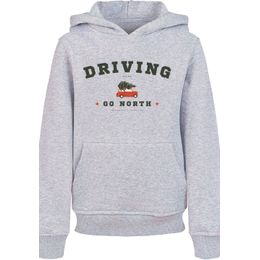 Kapuzenpullover F4NT4STIC "Driving Home Weihnachten" Gr. 122/128, grau (erdgrau), Mädchen, Obermaterial: 65% Baumwolle, 35% Polyester, Pullover Hoodie, Weihnachten, Geschenk, Logo