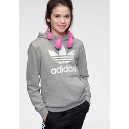 Kapuzensweatshirt adidas originals "TREFOIL HOODIE" Gr. 170, grau (medium grey heather / white) Kinder Sweatshirts