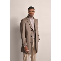 Kurzmantel Bugatti, Herren, Gr. 48, beige, 60% Wolle, 35% Polyester, 5% sonstige Faser, unifarben, elegant, slim fit, Langarm gerader Abschluss, Mäntel, mit Reverskragen