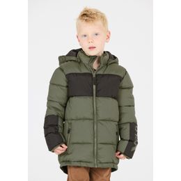 Outdoorjacke ZIGZAG "Bruno", Jungen, Gr. 140, schwarz (dunkelgrün, schwarz), 100% Nylon, mehrfarbig, hoch geschlossener Ausschnitt, Jacken, mit winddichtem und atmungsaktivem Material