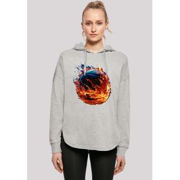 Kapuzenpullover F4NT4STIC "Basketball On Fire Sport OVERSIZE HOODIE" Gr. L, grau (grey) Damen Pullover Print