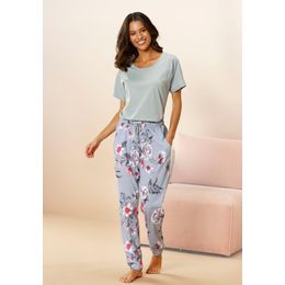 Pyjama Vivance Dreams Gr. 32/34, grün (mint) Damen Homewear-Sets mit Blumendruck