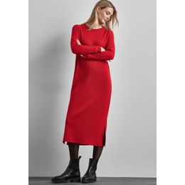 Midikleid Street One Gr. 44, EURO-Größen, rot (autumn rot), Damen, Stoff, 64% Viskose, 33% Polyester, 3% Elasthan, unifarben, Kleider, mit Rundhalsausschnitt