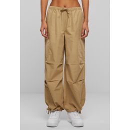 Cargohose Urban Classics "Urban Classics Ladies Cotton Cargo Parashute Pants", Damen, Gr. 4XL, US-Größen, beige (unionbeige), 100% Baumwolle, unifarben, loose fit, Hosen