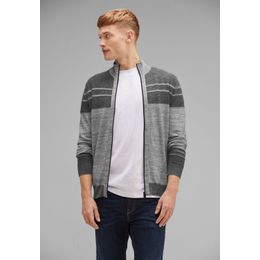 Strickjacke Street One MEN Gr. L (52), grau (stone melange) Herren Strickjacken mit Stehkragen