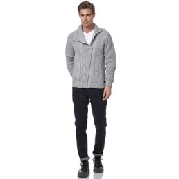 Strickjacke Rusty Neal Gr. XXL, grau Herren Strickjacken mit asymmetrischem Reißverschluss