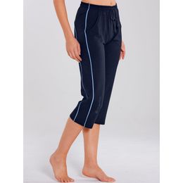 Sporthose Catamaran, Damen, Gr. 40/42, Normalgrößen, blau (marine, hellblau), 92% Baumwolle, 8% Elasthan, unifarben, gemustert, 3/4-Länge, Hosen