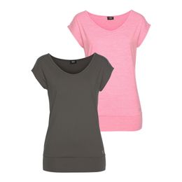 H.I.S. Funktionsshirt H.I.S Gr. 32/34, bunt (anthrazit, rosa), Damen, Obermaterial: 87% Polyester, 13% Elasthan, Shirts, ärmellos, figurfreundlicher Schnitt, ideal für Sport und Wandern