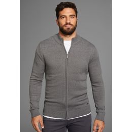 H.I.S. Jacquardstrickjacke H.I.S "Bis Größe 5 XL" Gr. 4XL (68/70), grau (anthrazit, melange) Herren Strickjacken mit Reißverschluss - NEUE KOLLEKTION