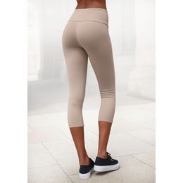 Caprileggings Lascana Gr. 48/50, N-Gr, beige Damen Hosen mit breitem weichem Bündchen, Loungewear