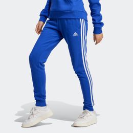 Sporthose adidas Sportswear "ESSENTIALS 3STREIFEN FRENCH TERRY CUFFED HOSE" Gr. S, N-Gr, blau (semi lucid blue) Damen Hosen