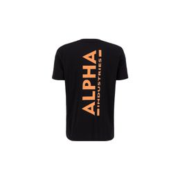 T-Shirt Alpha Industries "Alpha Industries Men - T-Shirts Backprint T Reflective Print" Gr. L, orange (schwarz, refl.oran), Herren, Obermaterial: 100% Baumwolle, Shirts