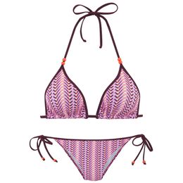 Triangel-Bikini Vivance Gr. 32, Cup A/B, rosa (rosa bedruckt) Damen Bikini-Sets mit Zierperlen