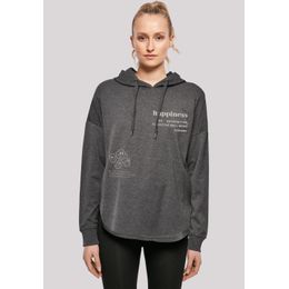 Kapuzenpullover F4NT4STIC "happiness OVERSIZE HOODIE" Gr. S, grau (charcoal) Damen Pullover Print