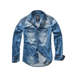 Langarmhemd Brandit "Brandit Herren Riley Denim Shirt" Gr. 5XL, US-Größen, blau (blue washed) Herren Hemden