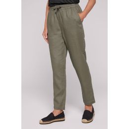 Leinenhose SOCCX Gr. XL, Normalgrößen, grün (desert olive) Damen Hosen mit Eingrifftaschen