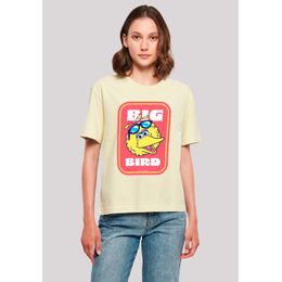 T-Shirt F4NT4STIC "Sesamstraße Bilbo Big Bird Sticker" Gr. 4XL, gelb (softgelb), Damen, Obermaterial: 100% Baumwolle, Shirts, Premium Qualität, Weihnachts-Kollection