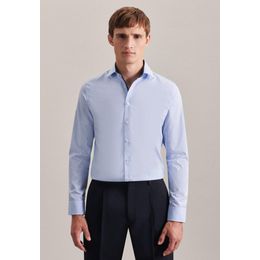 Businesshemd Seidensticker "Slim", Herren, Gr. XL (44), normale Ärmellängen, blau (hellblau), 100% Baumwolle, kariert, slim fit, Langarm 2-Knopf-Manschette, Hemden, Slim Langarm Kentkragen Karo