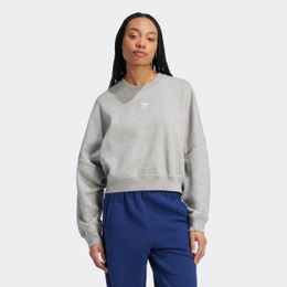 Sweatshirt adidas originals "ESS CREW FL" Gr. L, grau (medium grey heather) Damen Sweatshirts