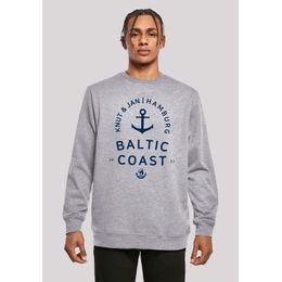 Kapuzenpullover F4NT4STIC "Ostsee Logo Knut & Jan Hamburg", Damen, Gr. 4XL, grau (erdgrau), Obermaterial: 50% Baumwolle, 50% Polyester, relaxed fit, Rundhals, Pullover Kapuzenpullover, Print