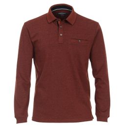 Langarm-Poloshirt Casamoda "Casamoda Polo-Shirt Langarm gestreift", Herren, Gr. 4XL, orange (dunkelorange), 62% Baumwolle, 38% Polyester, Shirts