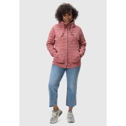 Sweatjacke Ragwear "Neska Print Zip Plus" Gr. 44, rosa (purpurrosa) Damen Sweatjacken Cooler Zip-Hoodie mit Kapuze und Print