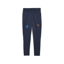 Sporthose Puma "Olympique de Marseille Trainingshose Jugendliche" Gr. 140, Normalgrößen, blau (club navy fluro orange pes blue) Kinder Hosen