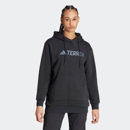 Kapuzensweatshirt adidas terrex "W MT L LOGO HD" Gr. L, schwarz (black) Damen Sweatshirts