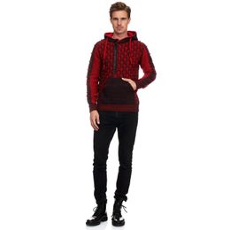 Kapuzensweatshirt Rusty Neal, Herren, Gr. L, bunt (rot, anthrazit), 75% Polyacryl, 25% Baumwolle, mehrfarbig, unifarben, casual, normal, ohne Ausschnitt, Sweatshirts, in ausgefallenem Design