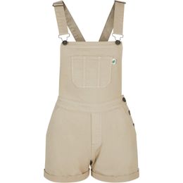 Jumpsuit Urban Classics "Urban Classics Damen Ladies Organic Short Dungaree" Gr. L, US-Größen, weiß (sanftes weiß raw), Damen, 50% Baumwolle (Bio), 48% Baumwolle, 2% Elasthan, unifarben, Overalls