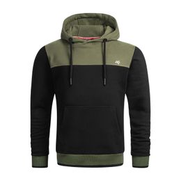 Kapuzenpullover Alessandro Salvarini "ASLerio" Gr. L, grün (schwarz - olive) Herren Pullover Hoodie Sweatshirt mit großer Kapuze, Kapuze