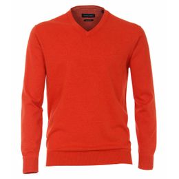 Strickpullover Casamoda "Casamoda Pullover uni", Herren, Gr. L, orange (hellorange), 100% Baumwolle, Pullover