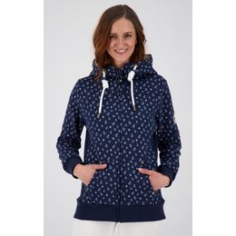 Kapuzensweatshirt DEPROC Active "ANCHORAGE Women" Gr. 34 (XS), blau (navy), Damen, 60% Baumwolle; 40% Polyester, Sweatshirts, in lässigem Oversized-Schnitt