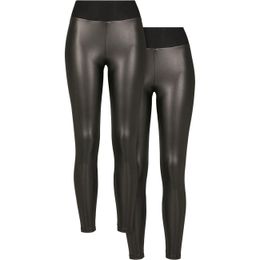 Leggings Urban Classics "Urban Classics Damen", Damen, Gr. 4XL, US-Größen, schwarz (schwarz, schwarz), 91% Polyester, 9% Elasthan, unifarben, skinny fit, Hosen