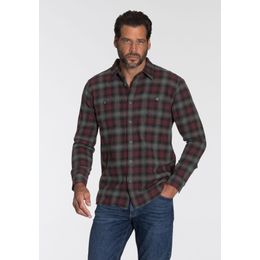 MAN'S WORLD Flanellhemd MAN'S WORLD, Herren, Gr. 5XL (51/52), N-Gr, bunt (grau, bordeaux), Flanell, Obermaterial: 100% Baumwolle, kariert, casual, normal, Langarm 2-Knopf-Manschette, Hemden, mit 2 Brusttaschen