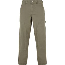 Stoffhose Urban Classics "Urban Classics Herren Twill Double Knee Pants" Gr. 40, Normalgrößen, grün (palegreen) Herren Hosen