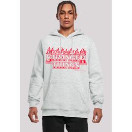 Kapuzenpullover F4NT4STIC "Stranger Things Flames Netflix TV Series" Gr. L, grau (erdgrau) Herren Pullover Premium Qualität